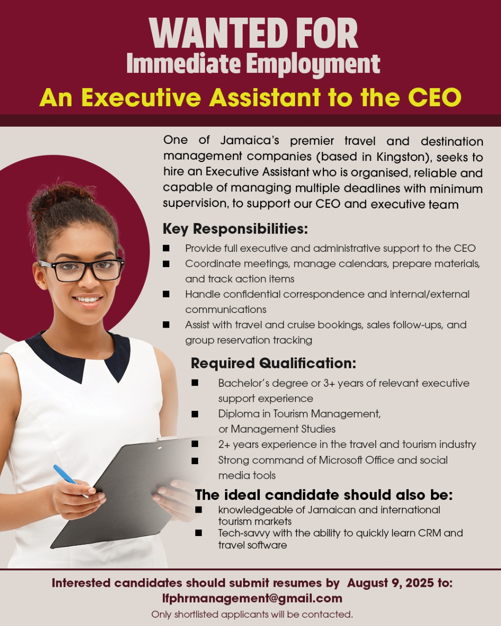 WANTED FOR Immediate Employment - An Executive Assistant to the CEO - Jamaican News Network